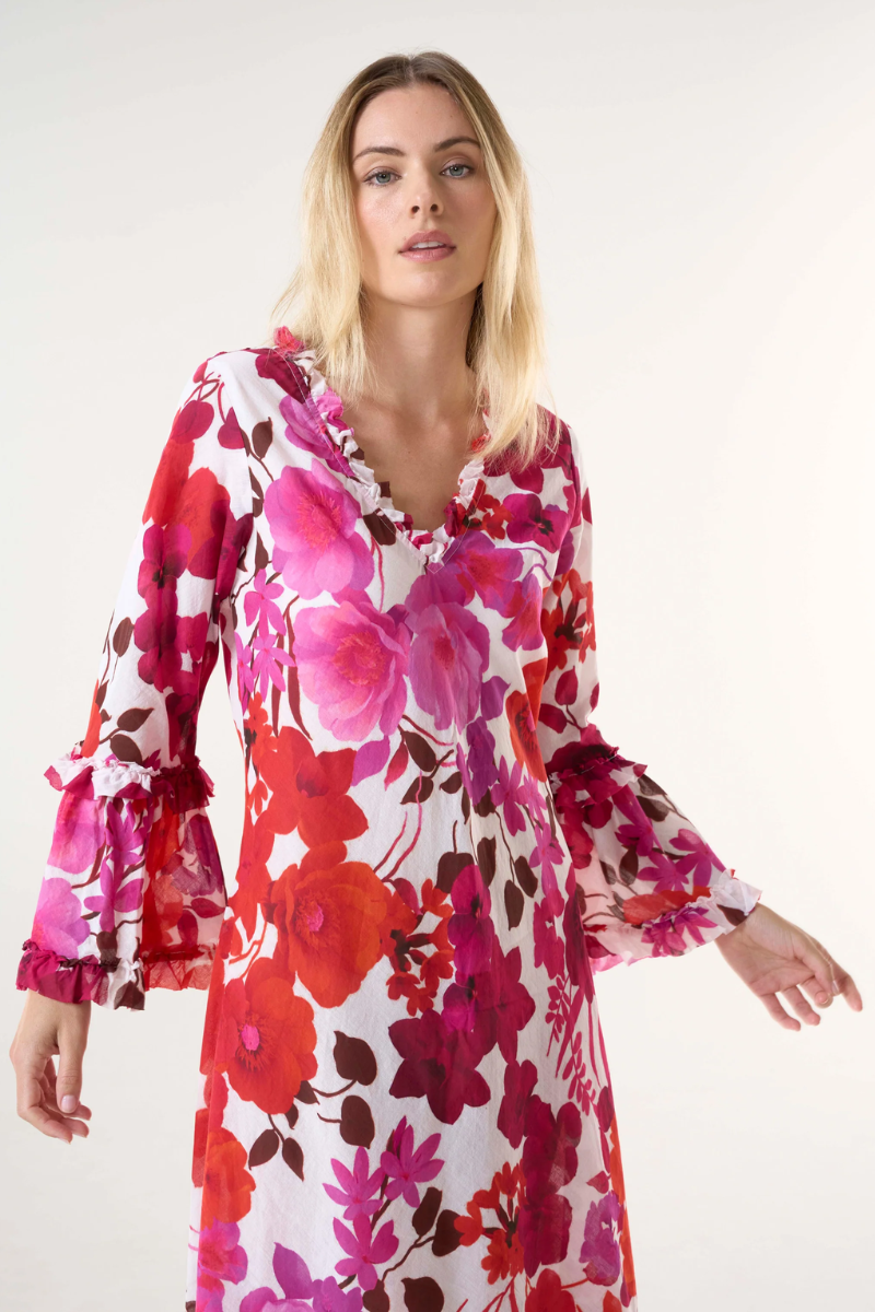 Long Indi Flamenco Pink Cotton Pink Dress– Origen Imports