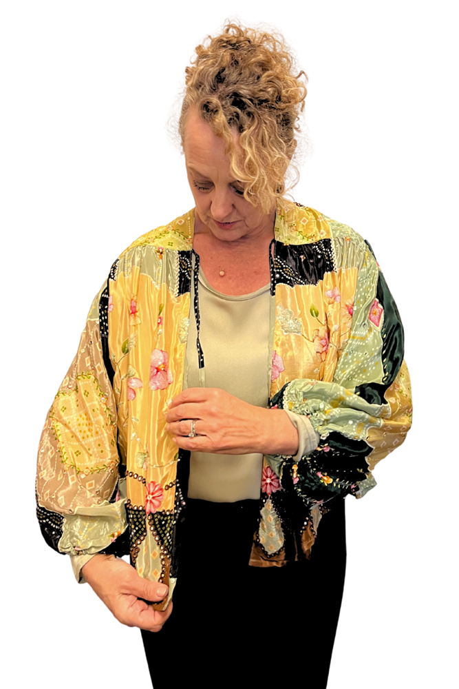 Silk Short Sage Jacket - Women Fashion - Origen Imports